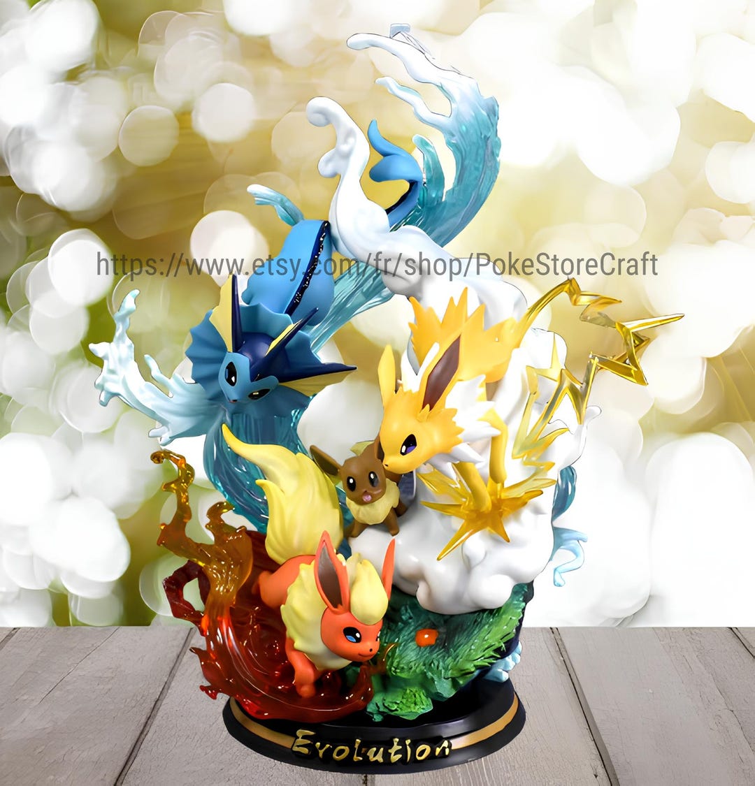 EVOLUTION OF EEVEE FIGURINE 25cm / Eevee, Jolteon, Vaporeon, Flareon ...