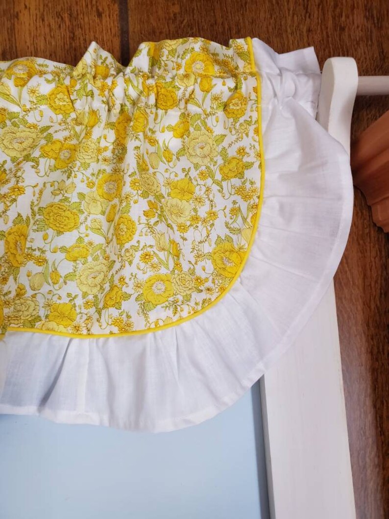 Cheerful Ruffled Yellow Kitchen Curtains With Valance Retro | Etsy