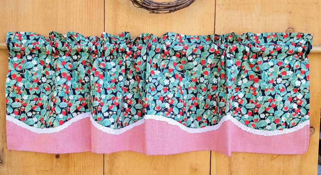Country Strawberry Print Valance FREE SHIPPING! - Etsy
