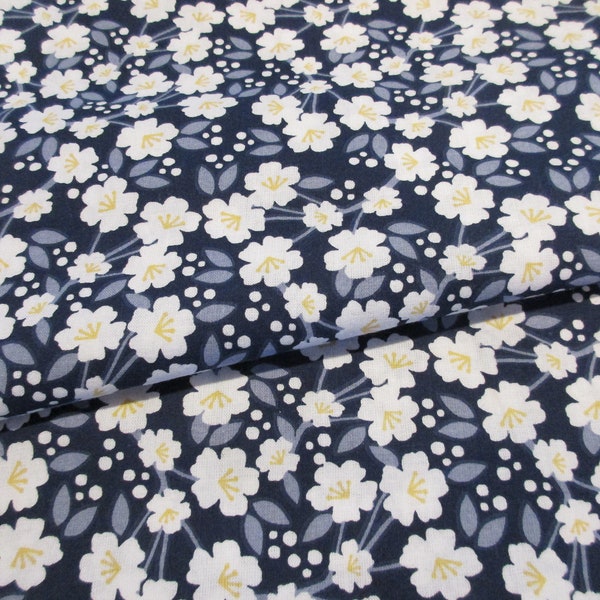 Navy Floral Fabric - Etsy