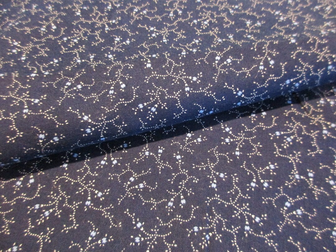 Tiny Dotted Scroll Floral Navy Fabric BTY by Cranston VIP - Etsy