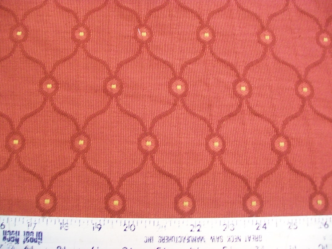 Brick Red Ribbed Lattice Upholstery Fabric 1 1/2 Yards Plus Attached ...