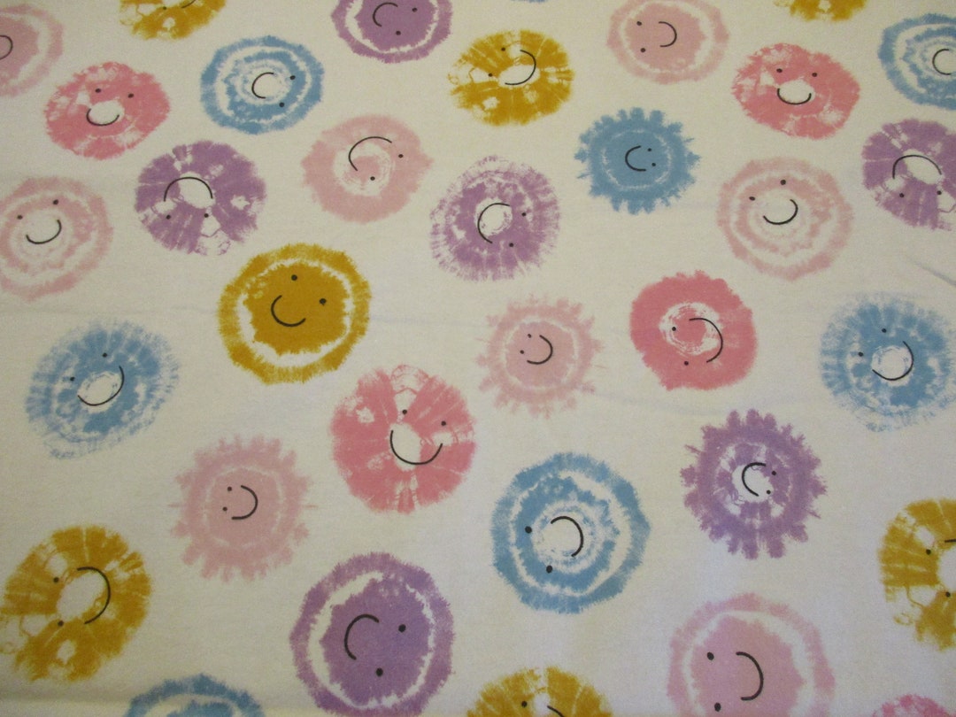 Tie Dye Smileys Super Snuggle Cotton Flannel Fabric BTY POP! Smiley ...