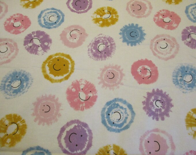 Tie Dye Smileys Super Snuggle Cotton Flannel Fabric BTY POP! Smiley ...