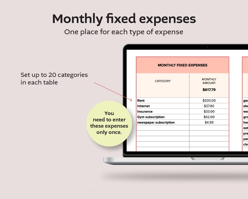 Monthly Expenses Planner: Google Sheets Spreadsheet (digital Download ...