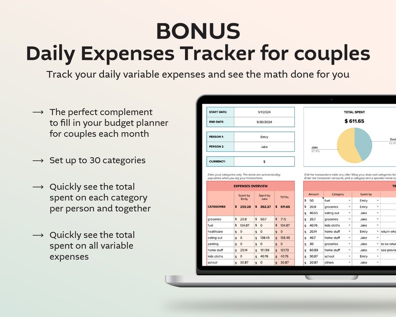 Couples Monthly Budget Planner: Personal Finance Google Sheet - Etsy