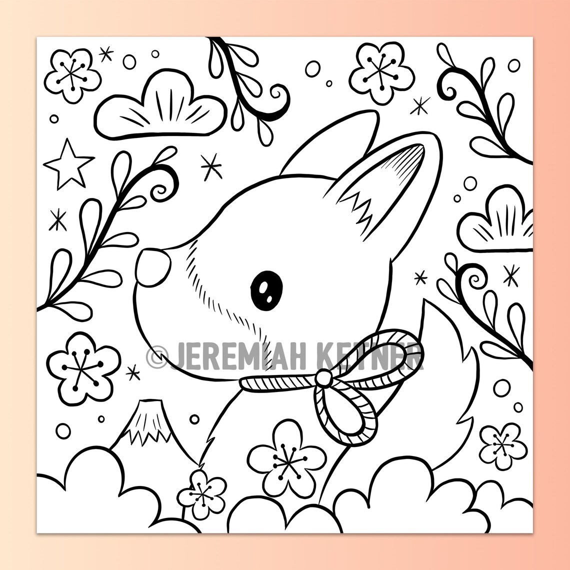 View of Fujisan Coloring Page - Etsy