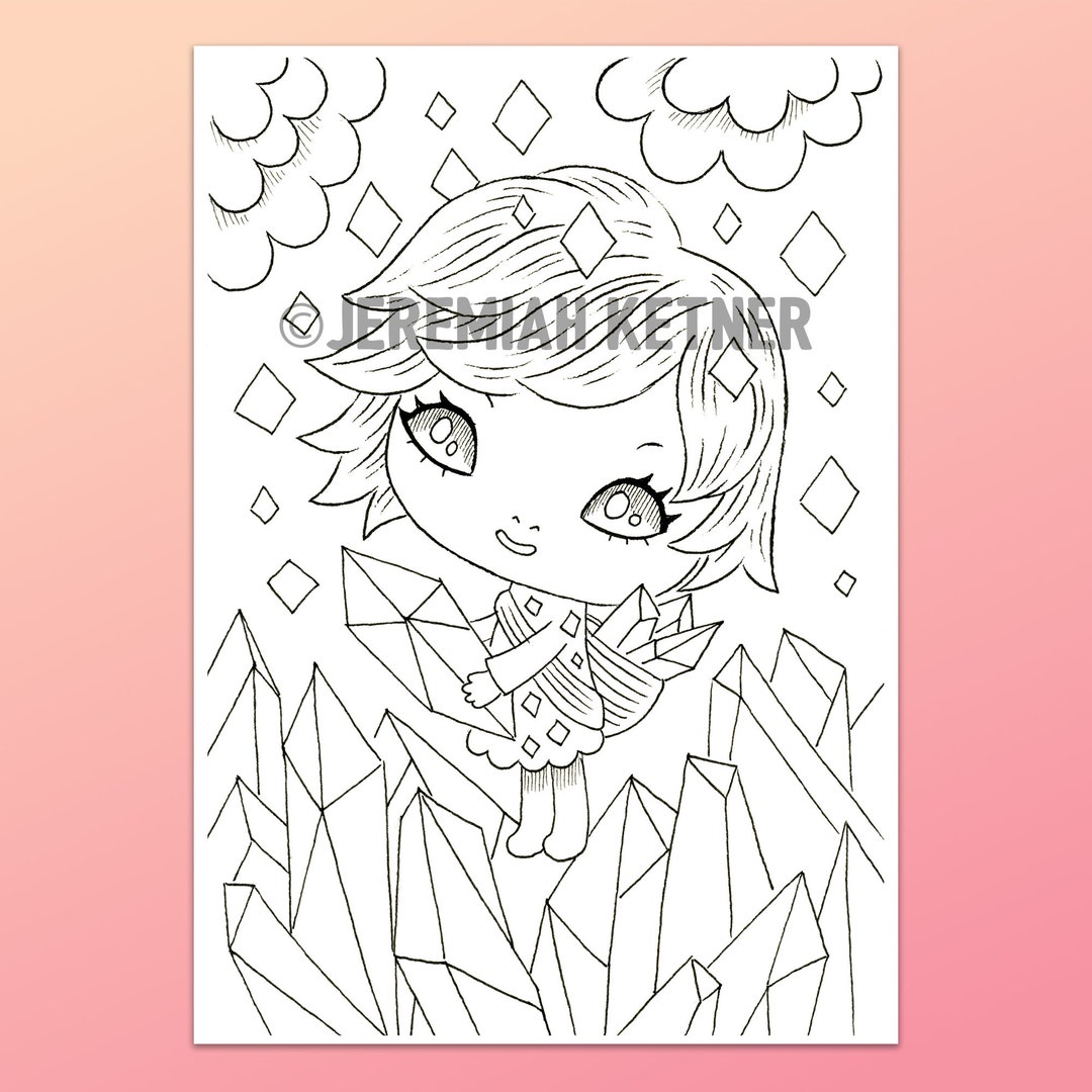 Gem Collector Coloring Page - Instant Download - Etsy