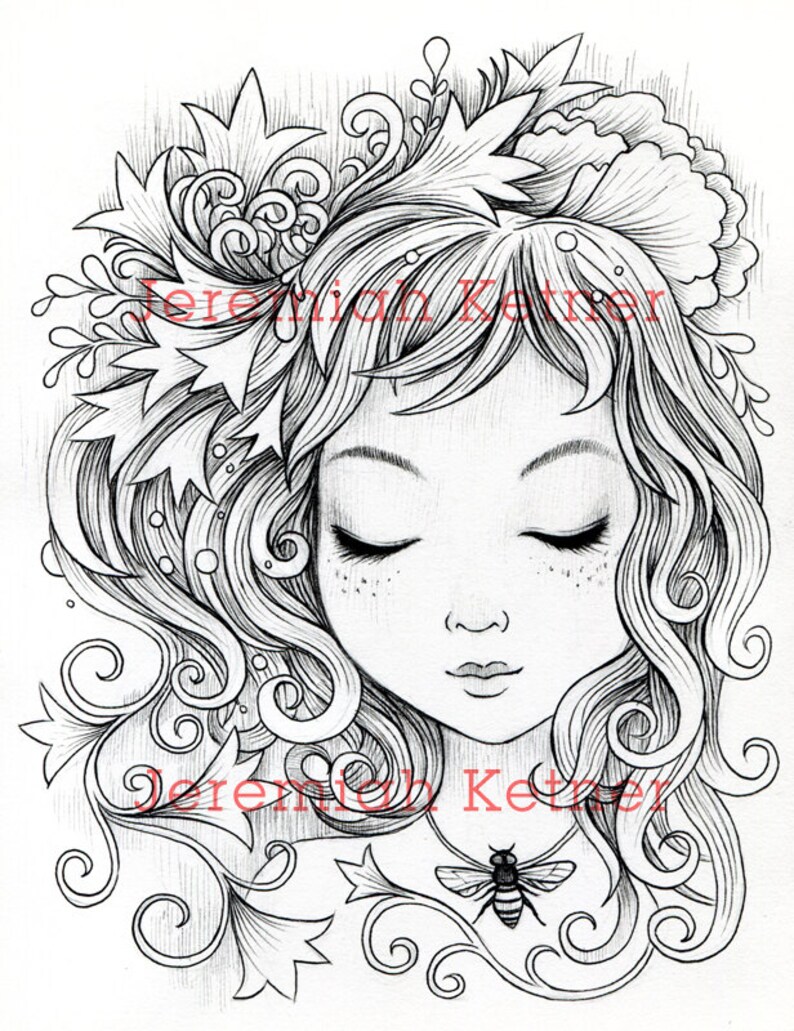 Honey Bee Digital Coloring Page - Etsy
