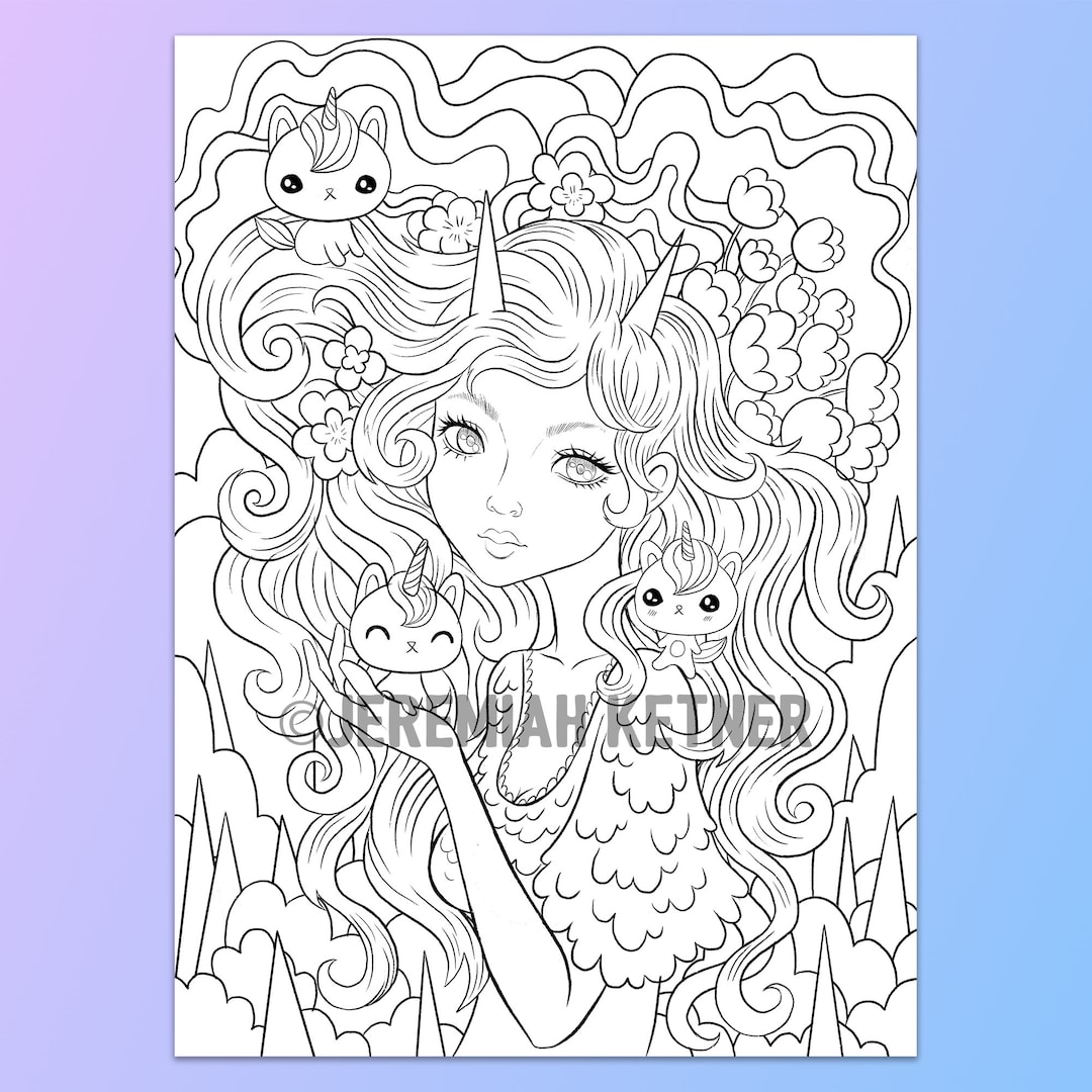 Oni and Uni - Coloring Page - Etsy