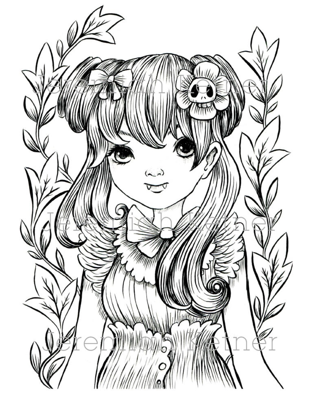 Vampire Girl - Coloring Page - Instant Download - Etsy