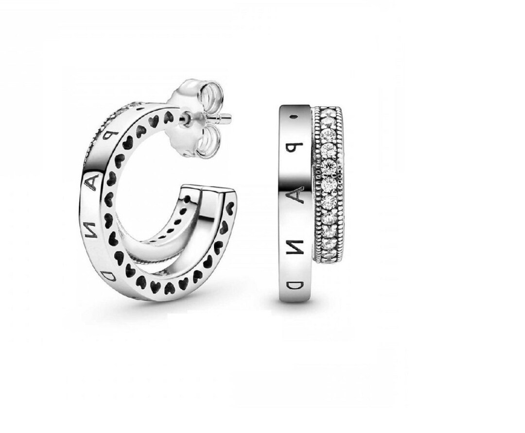 Silver Double Hoop Earrings Signature Moments Sparkling Hoop: Polished ...