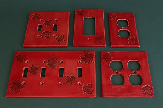 Ceramic maple leaf outlet/light covers | Etsy