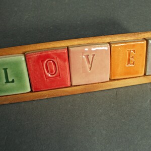 1x1 Word Tiles With Wood Stand - Etsy