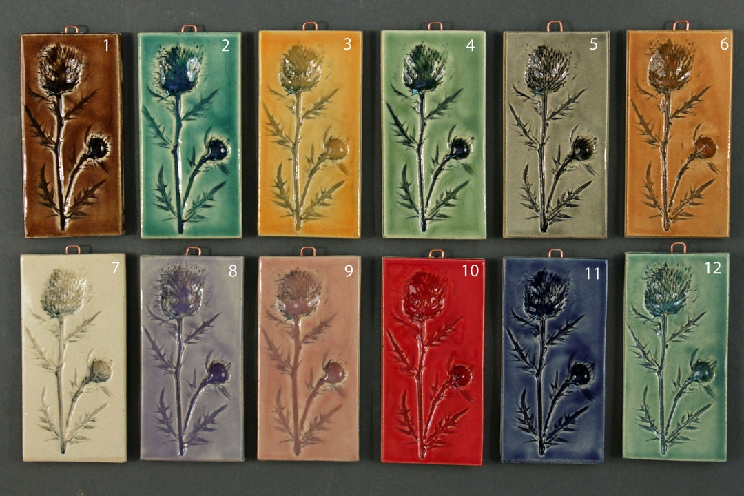 2"x4" Ceramic Thistle Tile - Etsy