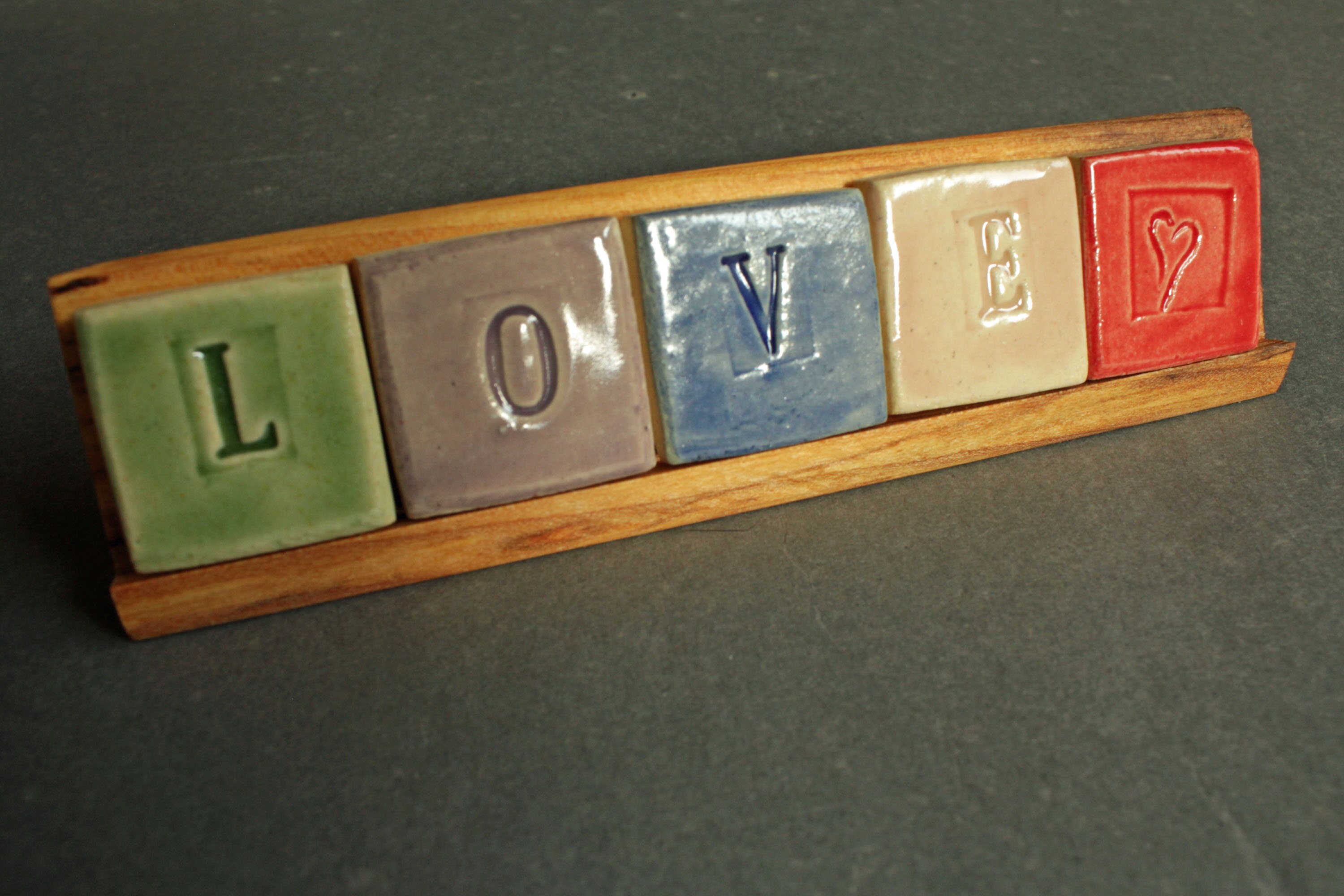 1x1 Word Tiles With Wood Stand - Etsy