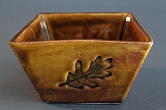 Small Square Bowl With Oak Leaves-ceramic - Etsy