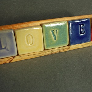1x1 Word Tiles With Wood Stand - Etsy