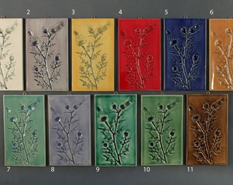 Decorative, Relief Carved Ceramic Thistle Tile - Etsy
