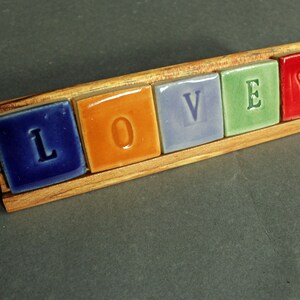 1x1 Word Tiles With Wood Stand - Etsy