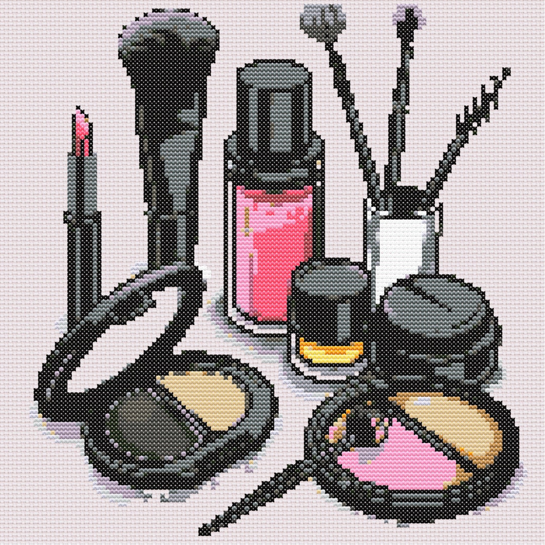 Makeup Brush Lipstick Cross Stitch Pattern PDF Download Hand Embroidery ...