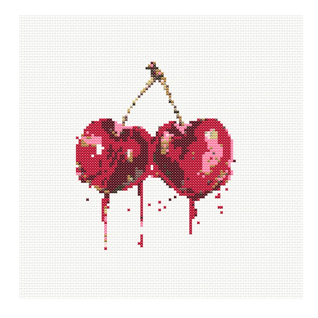 Cherry Cross Stitch Pattern, PDF Pattern, PDF Download, Modern Cross ...