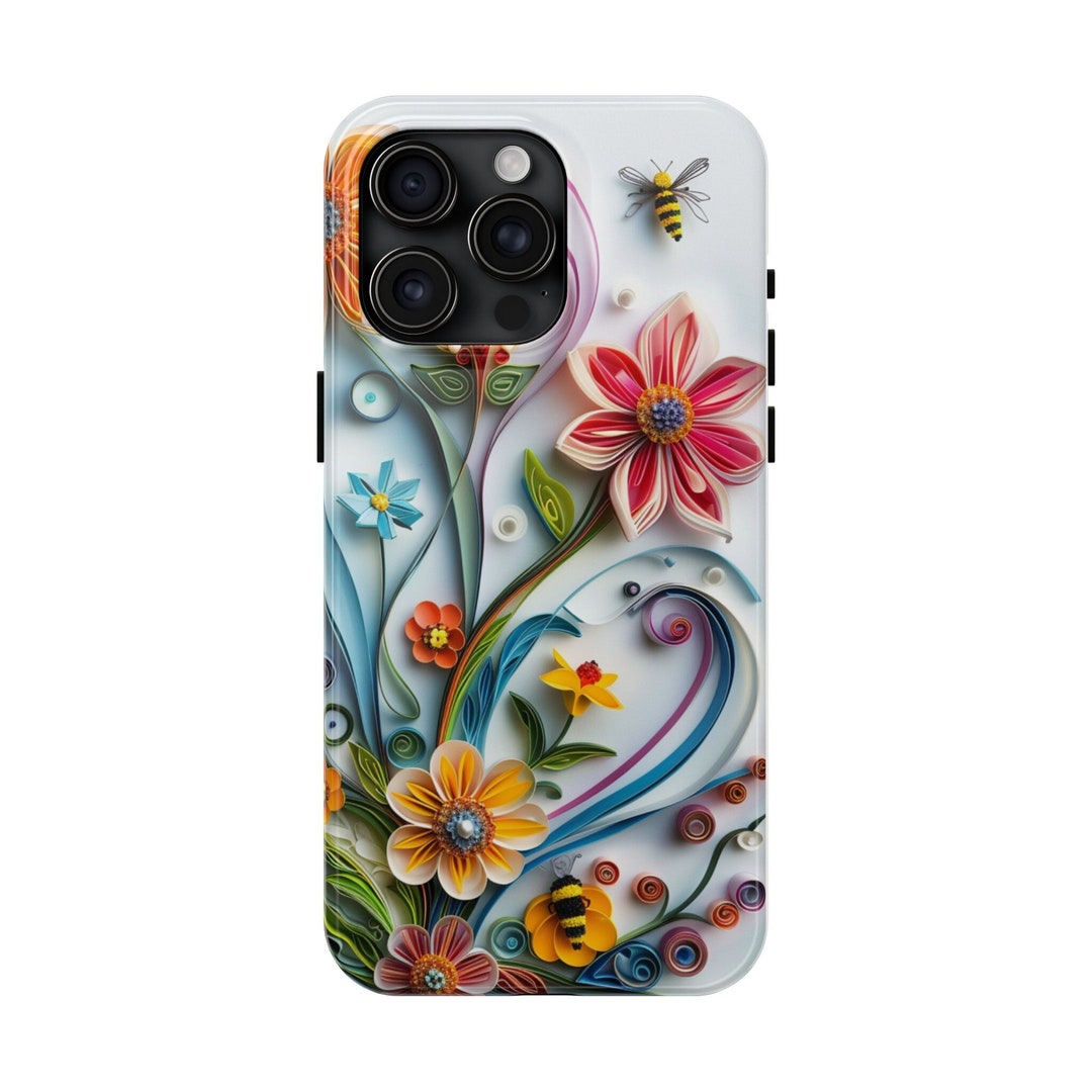 Vibrant Paper Quilling Cell Phone Tough Case, Colorful Bold Flowers ...