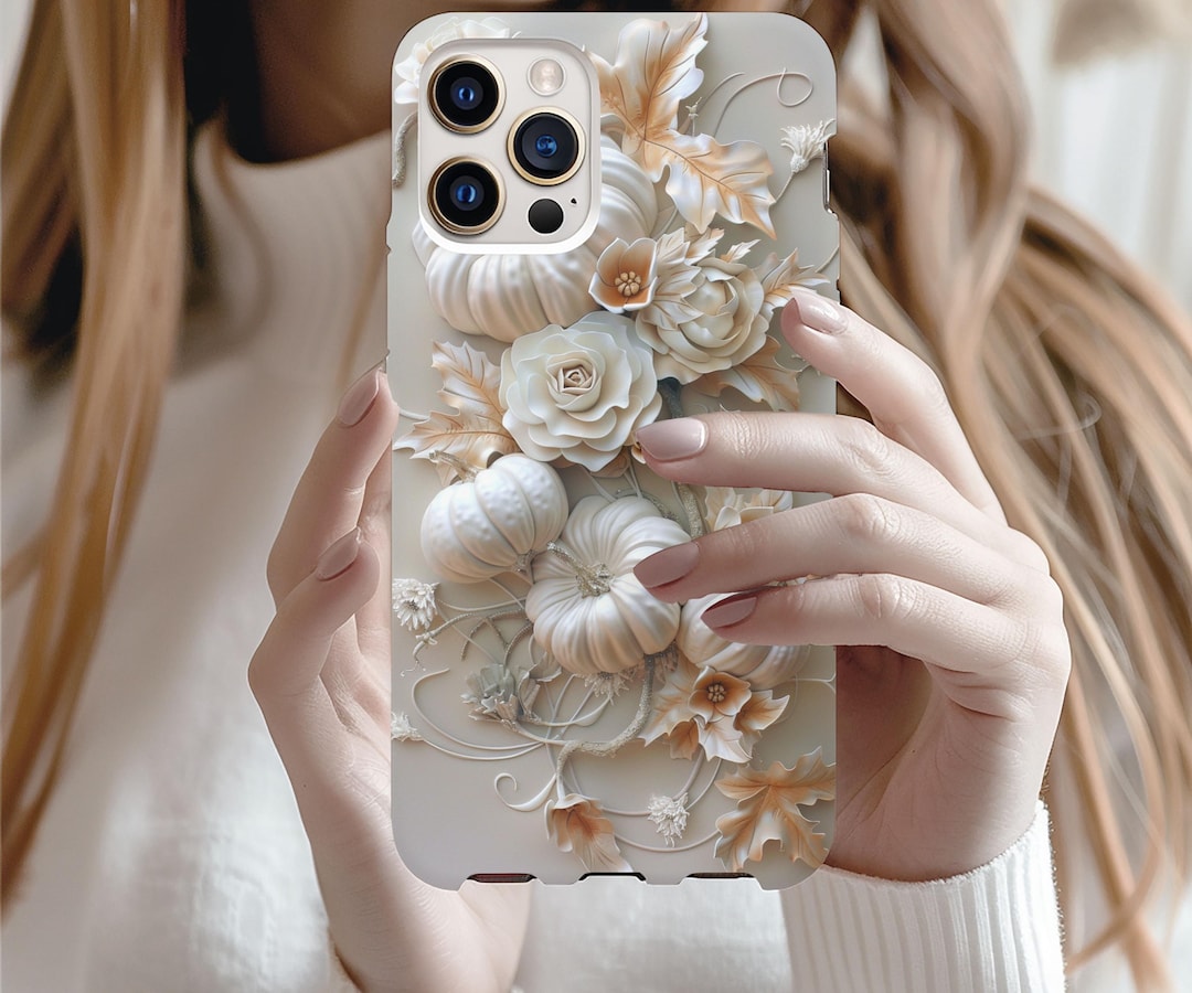 3D Pumpkin Phone Case: Cream Autumn Floral, Impact-resistant - Etsy