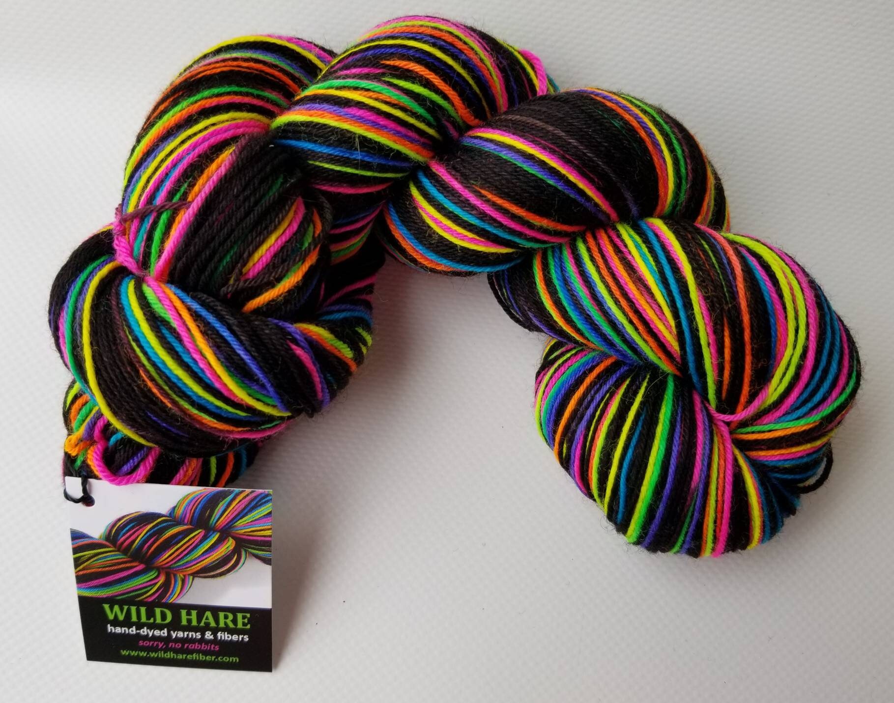 Hand Dyed Fluorescent Sock Yarn Superwash Merino Nylon Fingering NEON ...