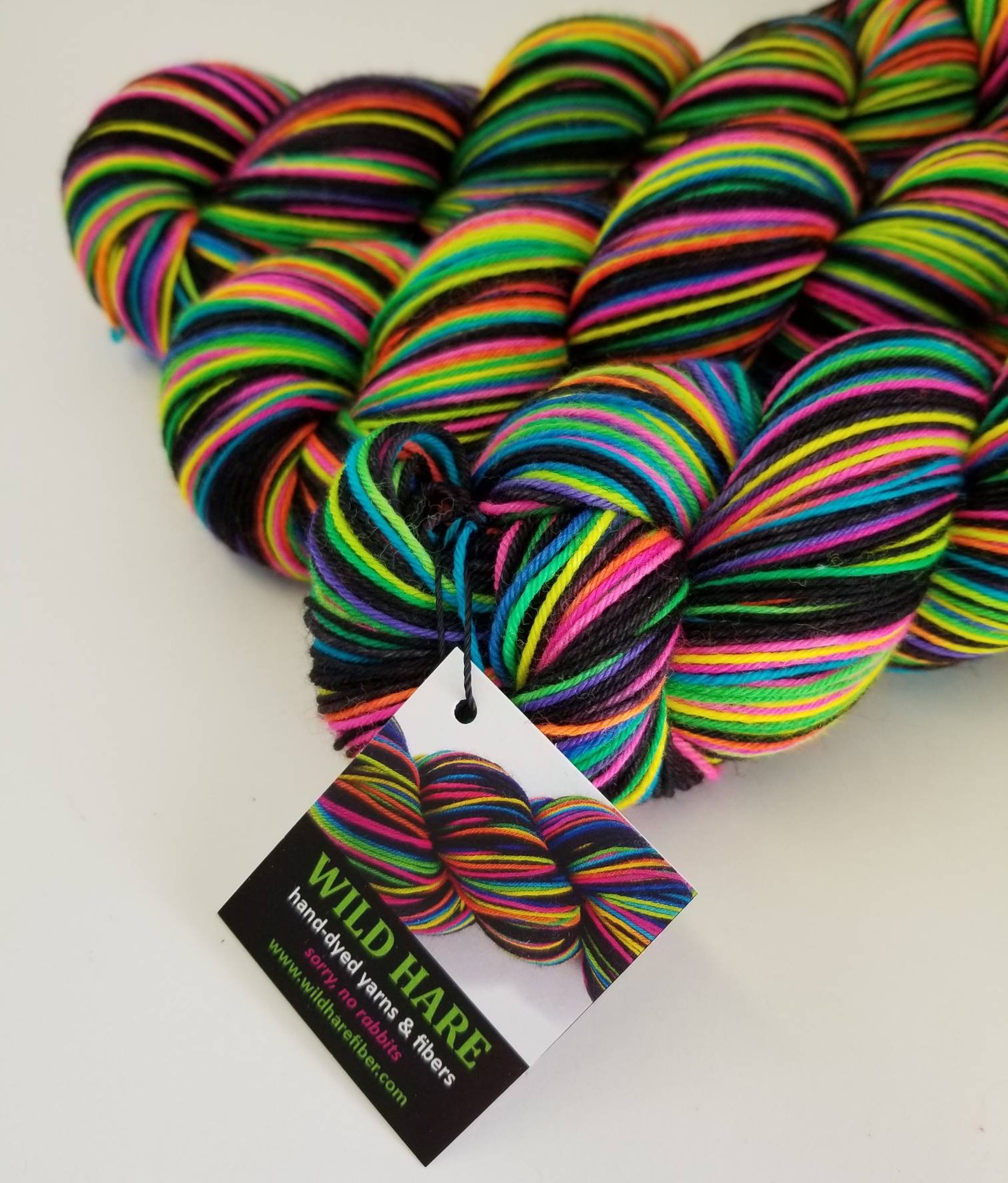 Hand Dyed Fluorescent Sock Yarn Superwash Merino Nylon Fingering NEON ...