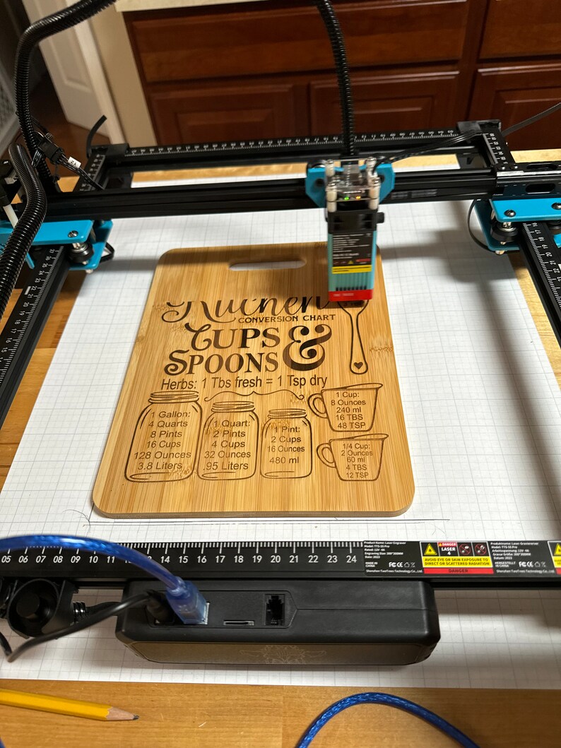 Measuring Conversion Cutting Board Bamboo - Etsy