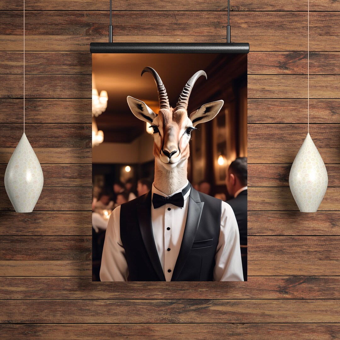 A Humanoid Gazelle as a Waiter : Printable Wall Decor for Restaurant ...