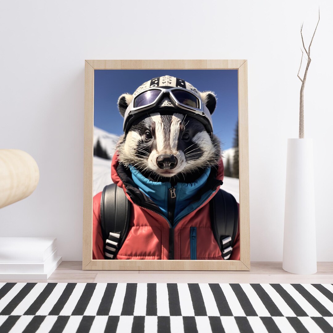 A Humanized Badger Wearing Ski Suit Ready for the Snow : Animal ...