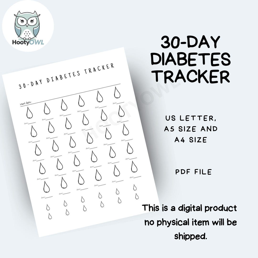 30 Day Diabetes Tracker, Printable Blood Sugar Tracker, Diabetes ...