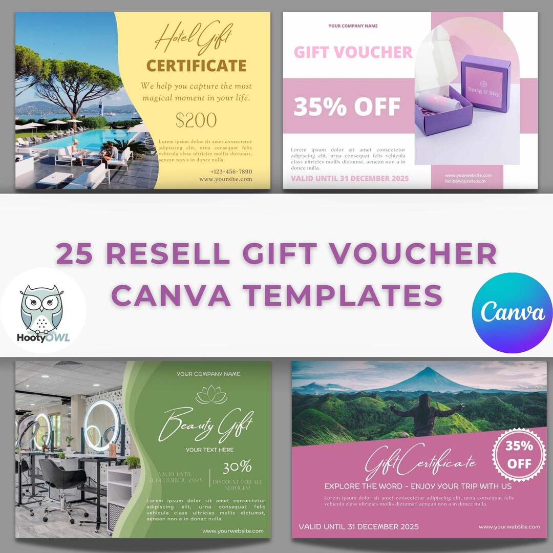 25 Resell Gift Voucher Canva Templates | 7x5 Inch Gift Certificate ...