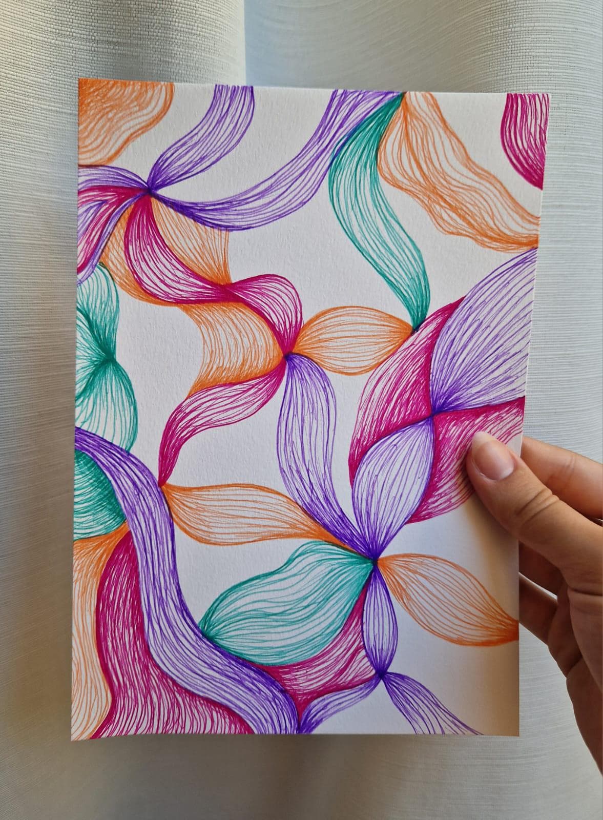 Fine Line Drawing With Colorful Lines - Etsy