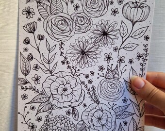 Fine Line Drawing With Colorful Lines - Etsy