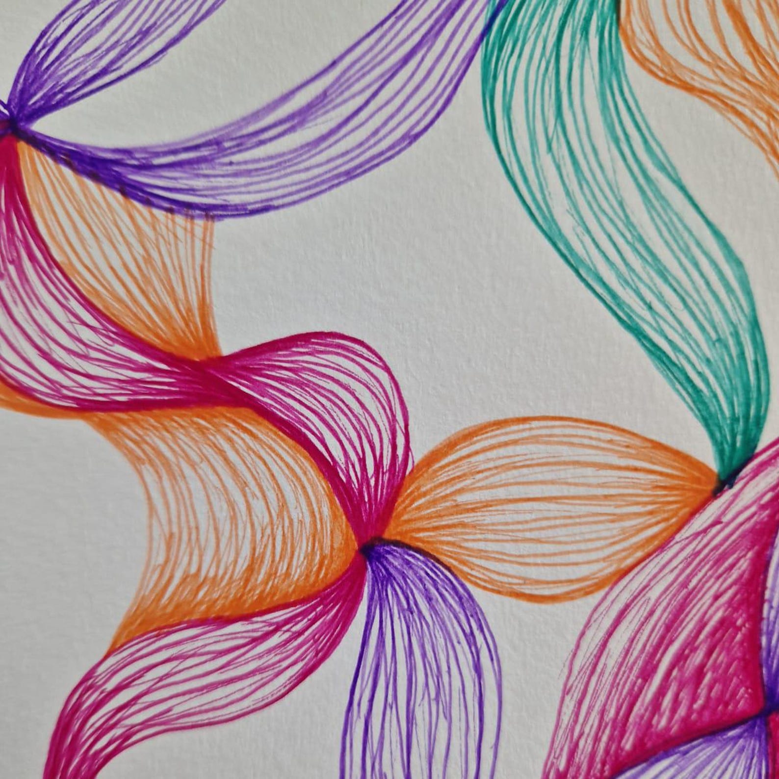 Fine Line Drawing With Colorful Lines - Etsy