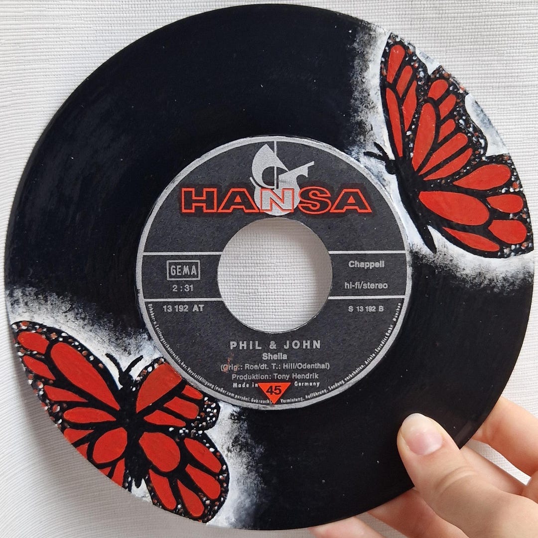 Hand-painted Butterfly Vinyl Record Art - Unique Upcycled Wall Decor ...