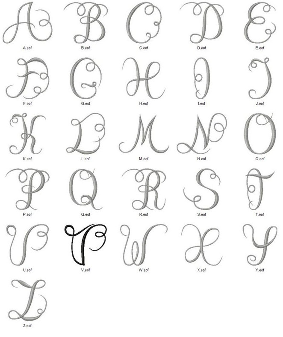 Calligraphy Monogram Font Digital Embroidery File - Etsy