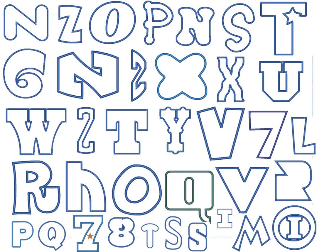 Assorted 35 Applique Embroidery Font Download - Etsy