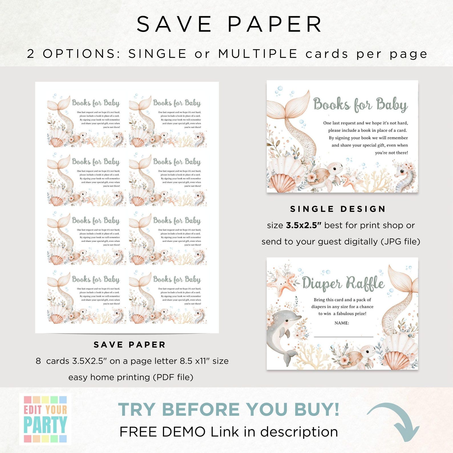 EDITABLE Under the Sea Baby Shower Invitation Bundle,sea Animals Ocean ...