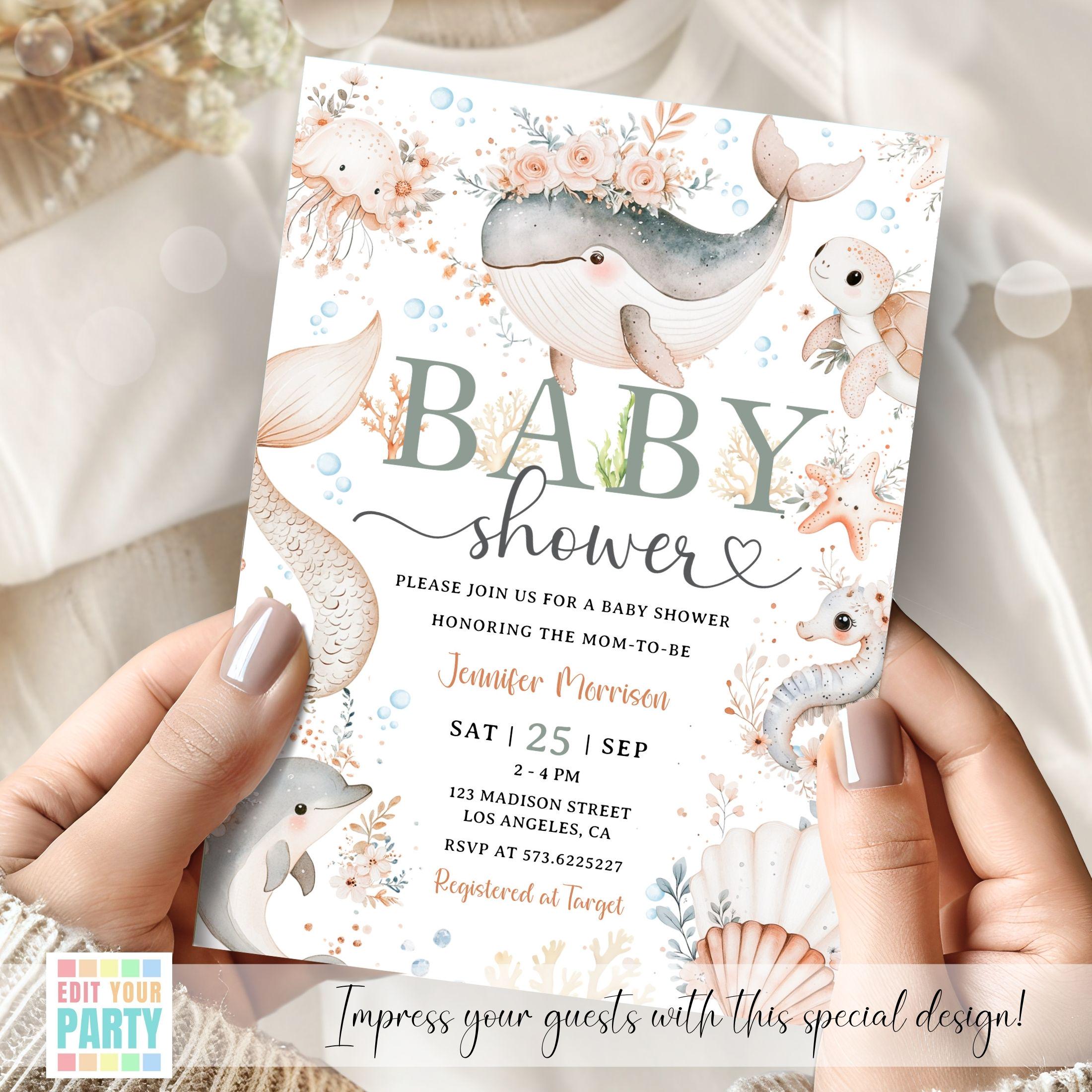 EDITABLE Under the Sea Baby Shower Invitation Bundle,sea Animals Ocean ...