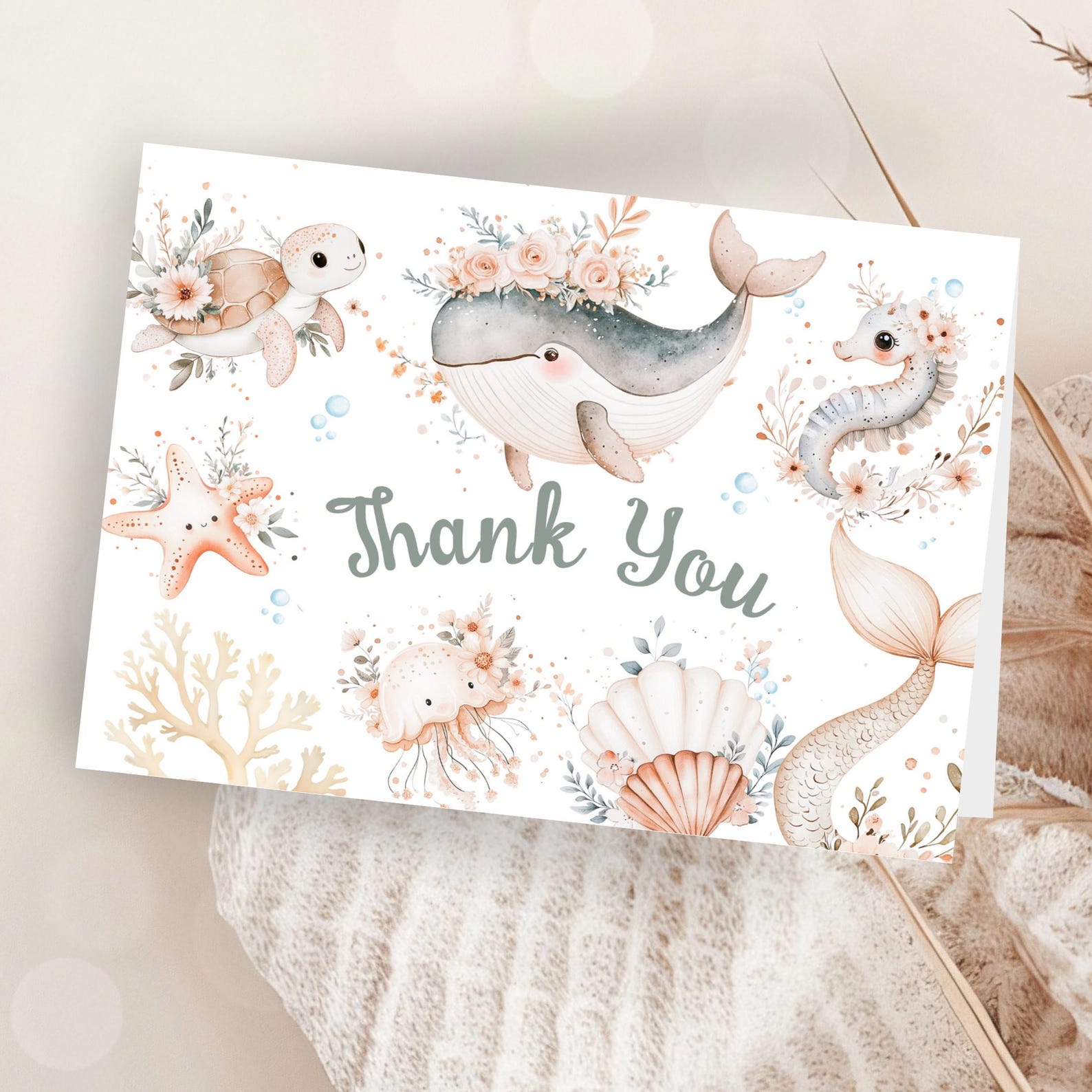 EDITABLE Under the Sea Baby Shower Invitation Bundle,sea Animals Ocean ...