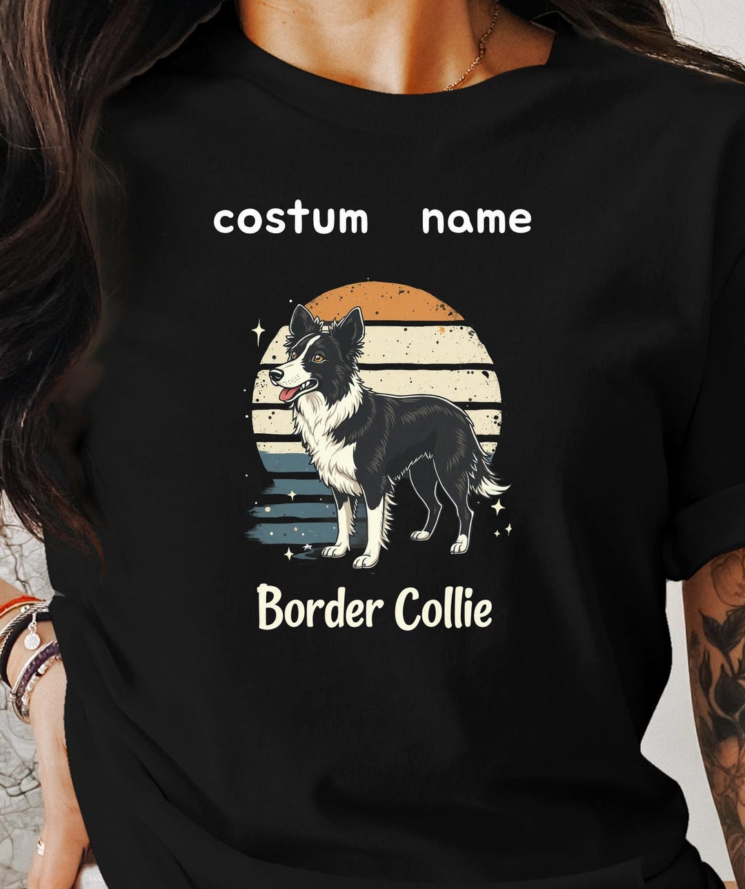 Custom Border Collie Illustration Tshirt Sweatshirt Gift for Dog Lovers ...