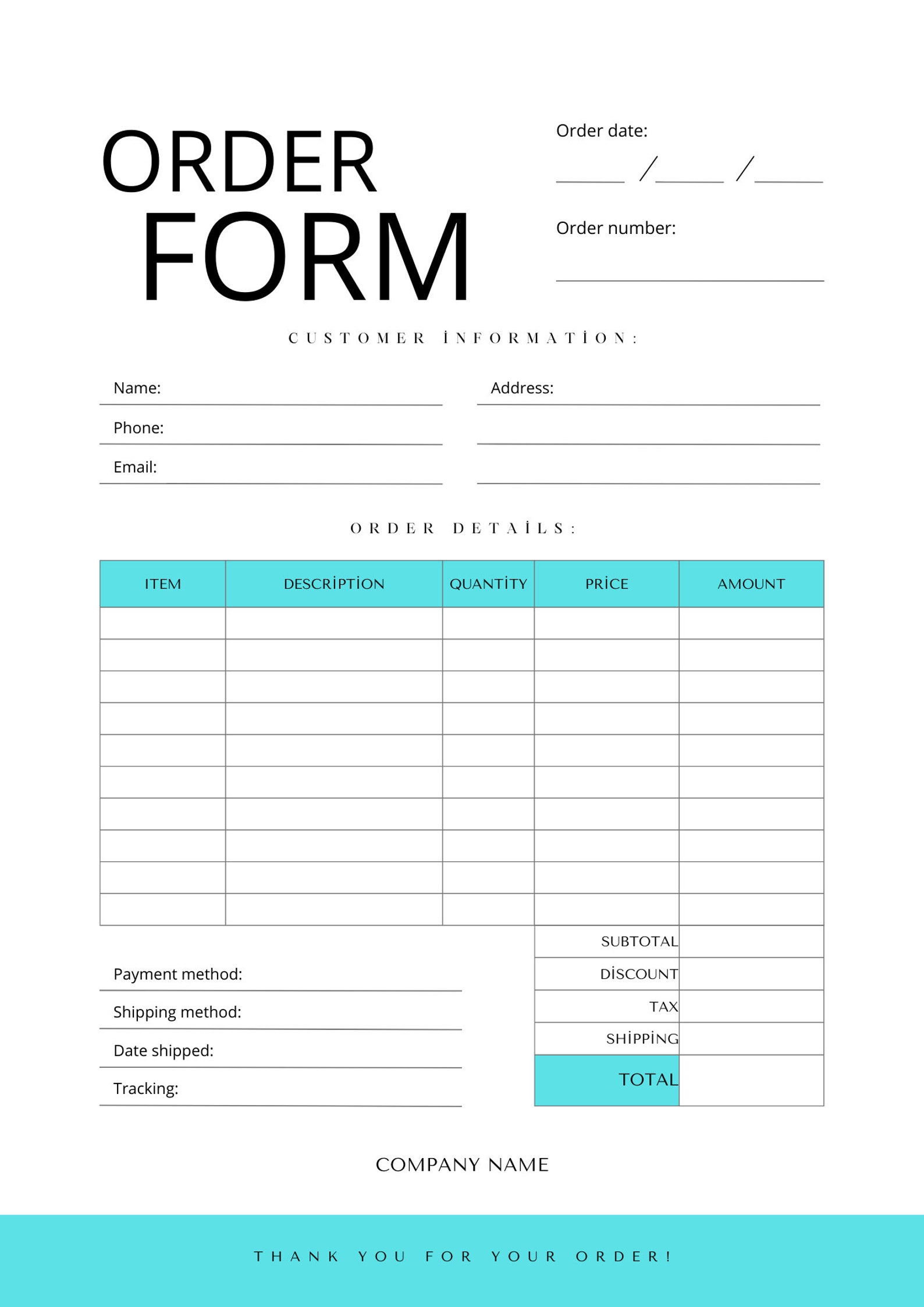 Order Form, Business Order Form, Product Order, Service Order, Shipping ...