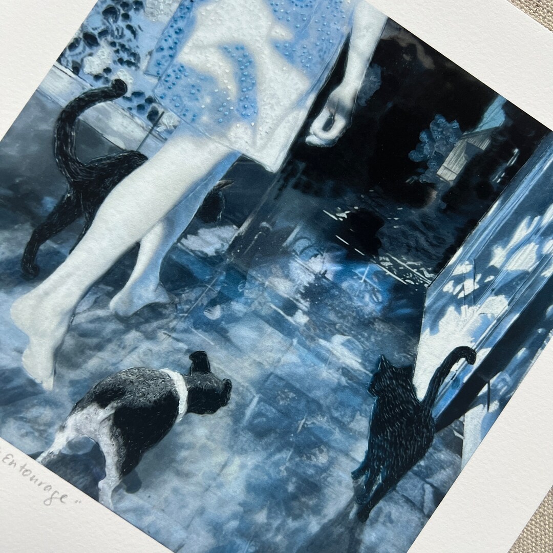 Cat and Dog Giclée Print: Ida and Her Late Night Entourage | Encaustic ...