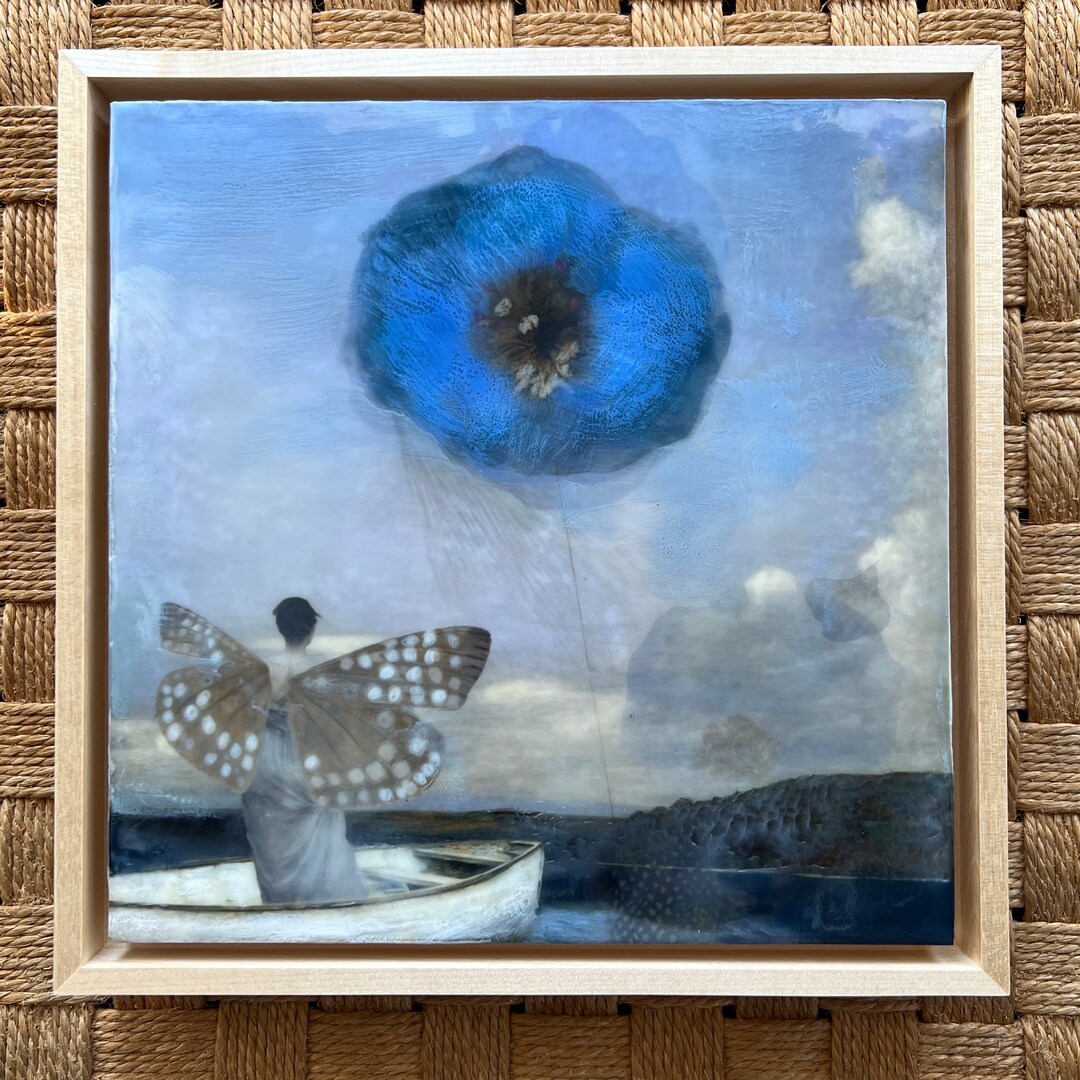 An Encaustic Painting Moth Woman Magical Realism Surreal Art Inspiring ...