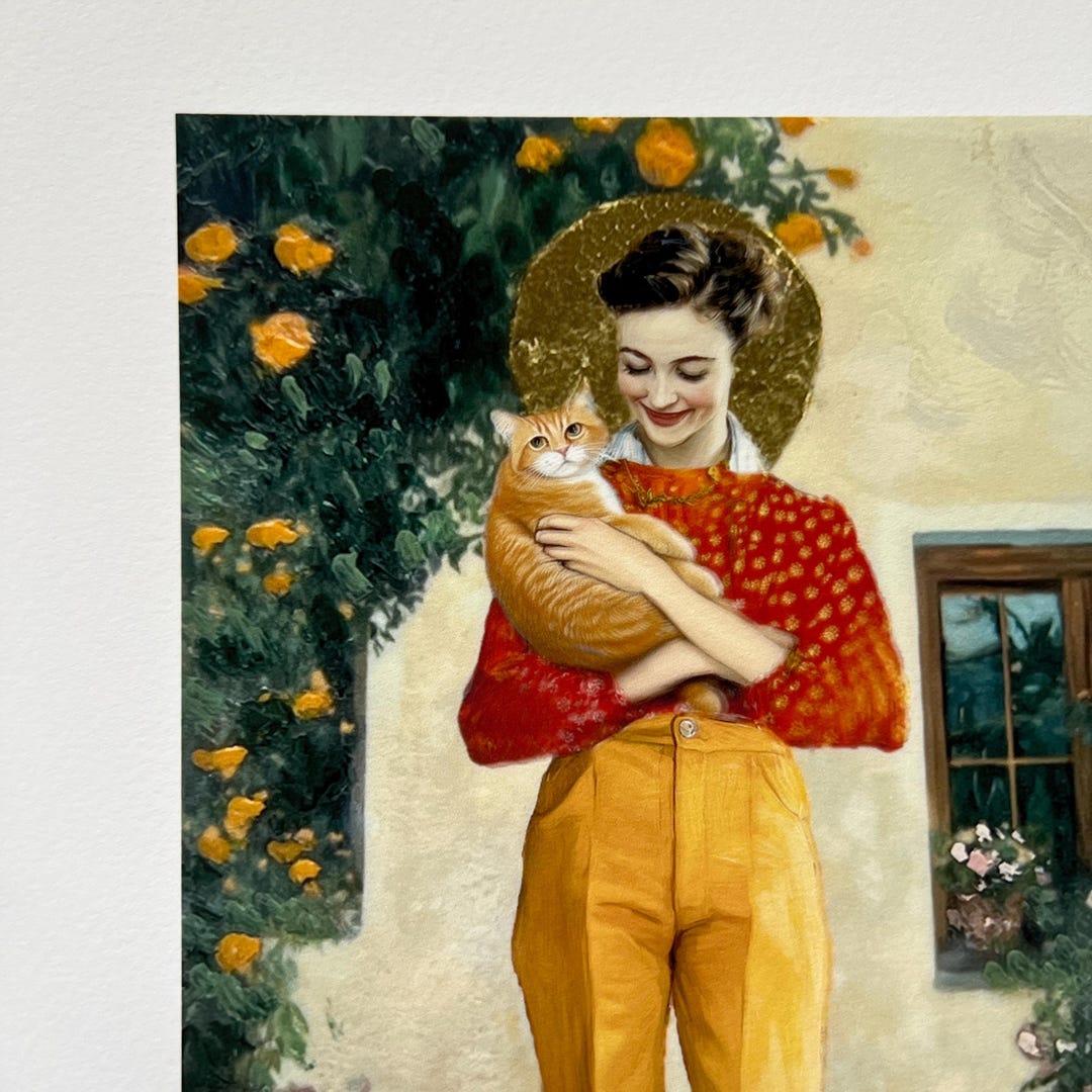 St. Fiona & Her Clementine Abbey of Ginger Tabbies | Giclèe Art Print ...