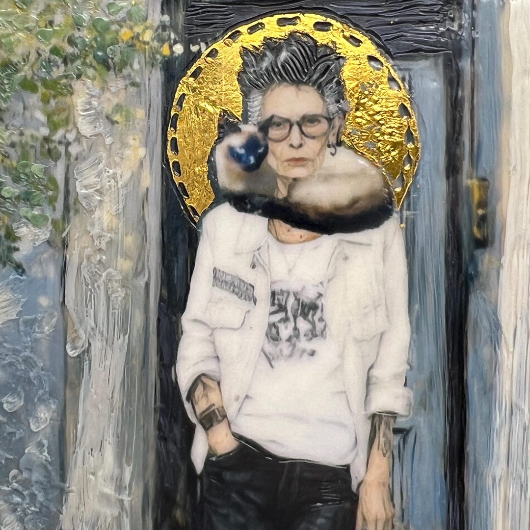 St. Gloria and the Village Cohort: Sainted Cat Lady Encaustic Art | 23k ...